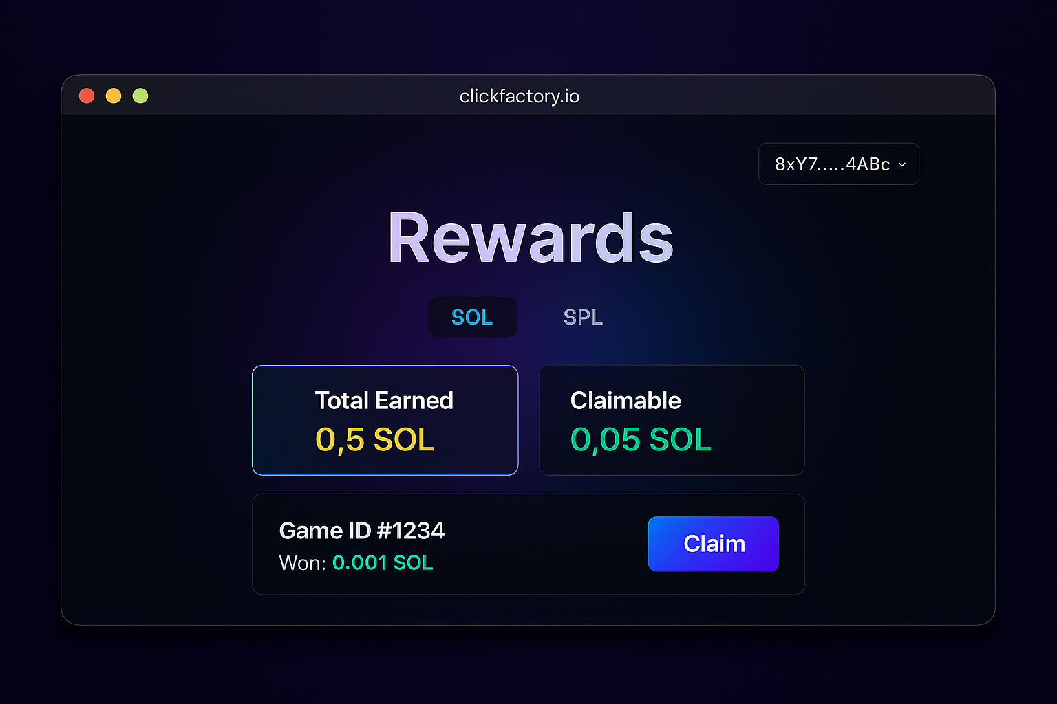 Stake CLICKME - Earn SOL & SPL Rewards | ClickFactory